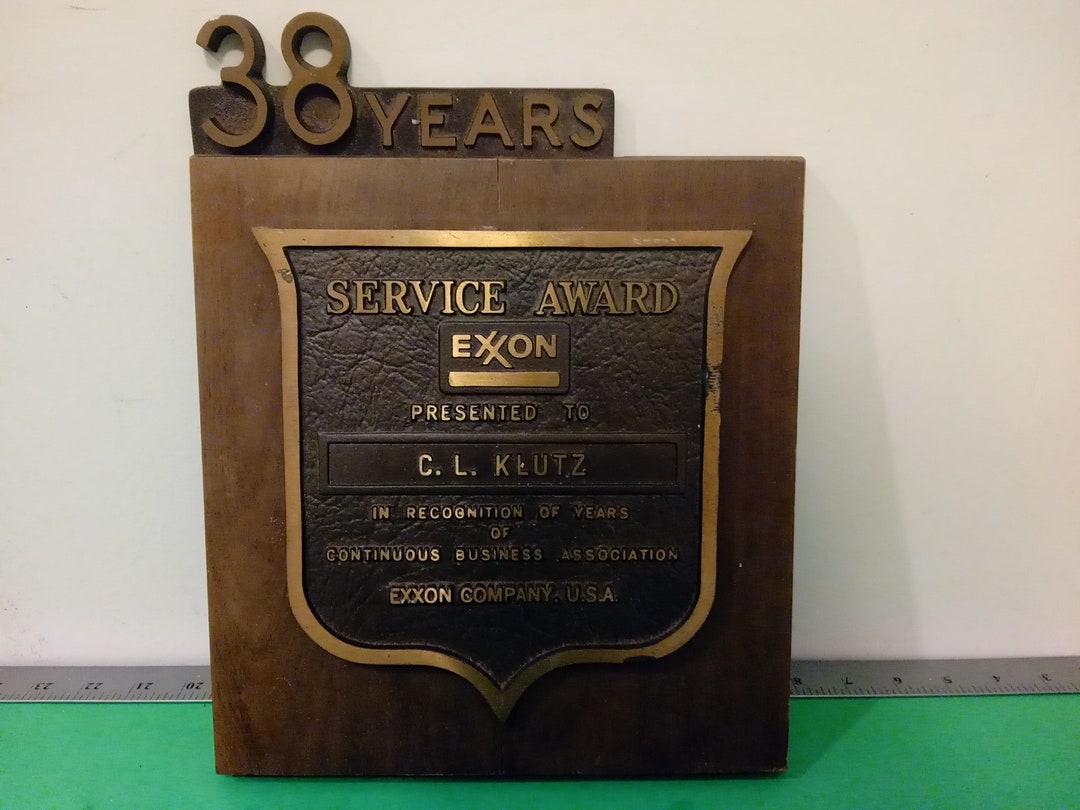 Vintage Gasoline Award, Exxon Service Award, 38 Years to C.L. Klutz ...