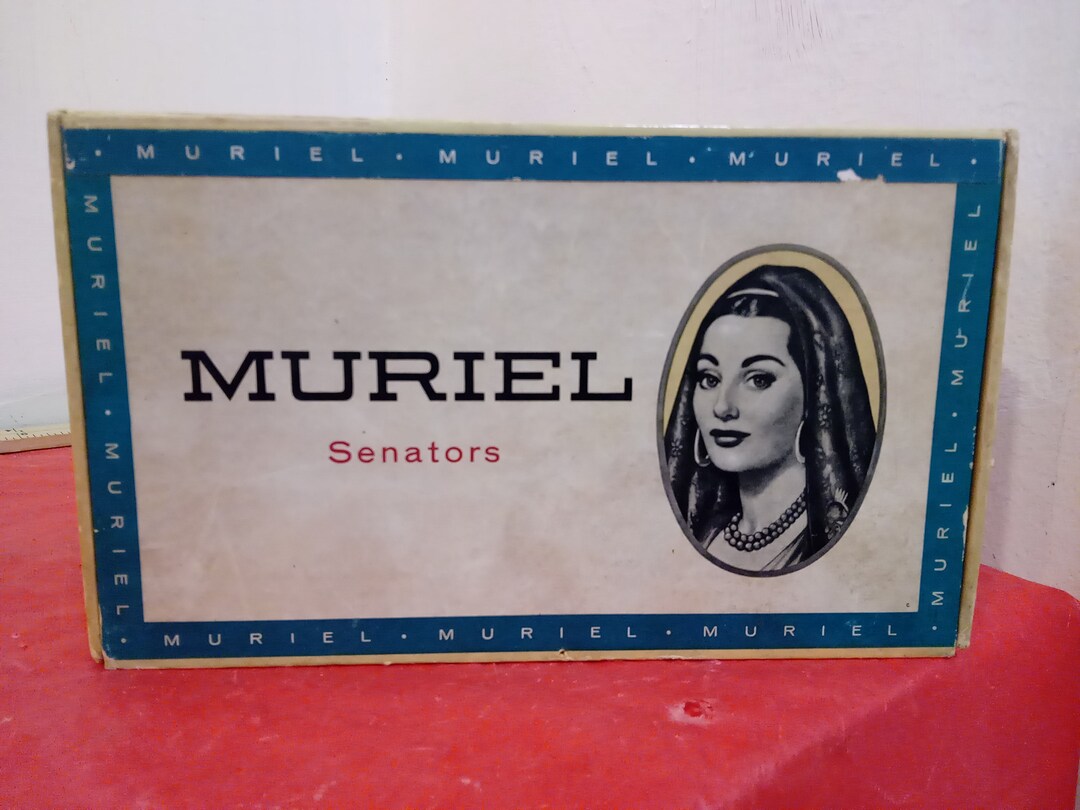 Vintage Cigar Box, Blue Hard Cardboard Muriel Senator Cigar Box With ...