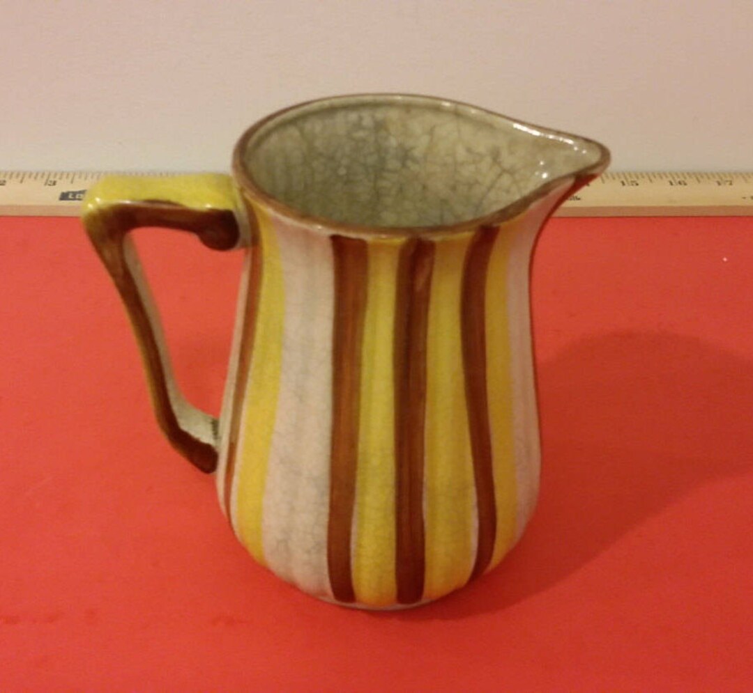 Vintage Ceramic Pitcher, Retro Earth Tone Glazed Ceramic Pitcher Made ...