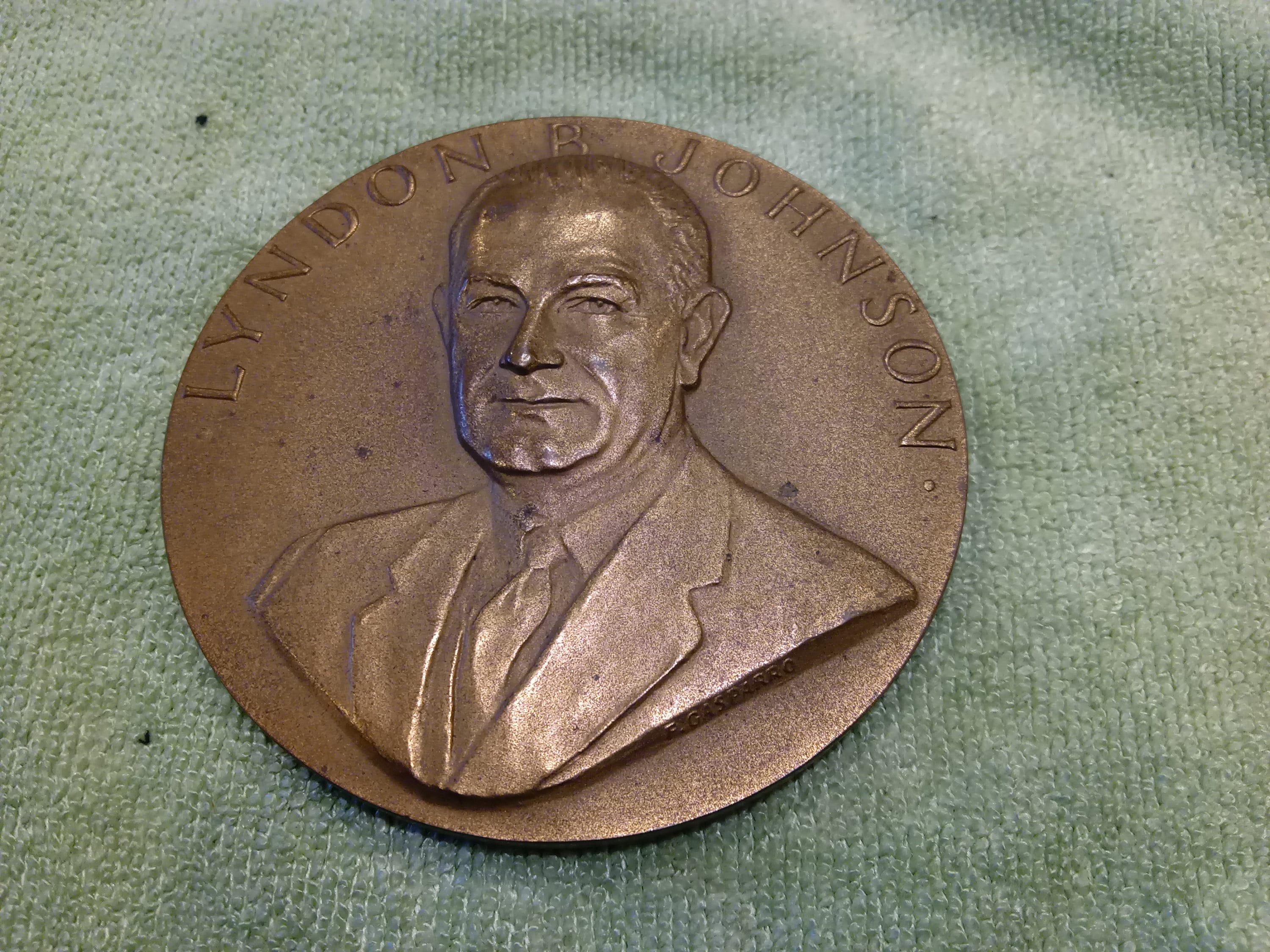 President Lyndon B Johnson Inaugural Medal, Bronze by U.S. Mint, 1965