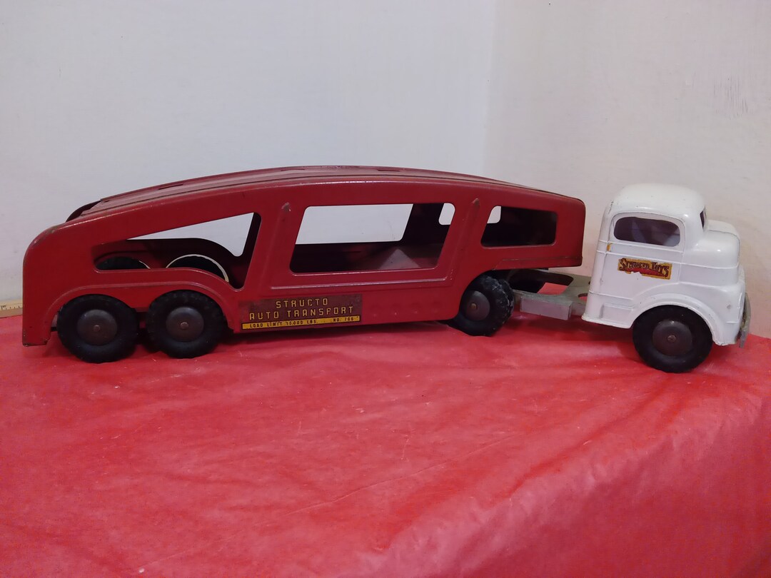 Vintage Toy Semi-truck, Pressed Steel Structo Toy Semi-truck and Auto ...