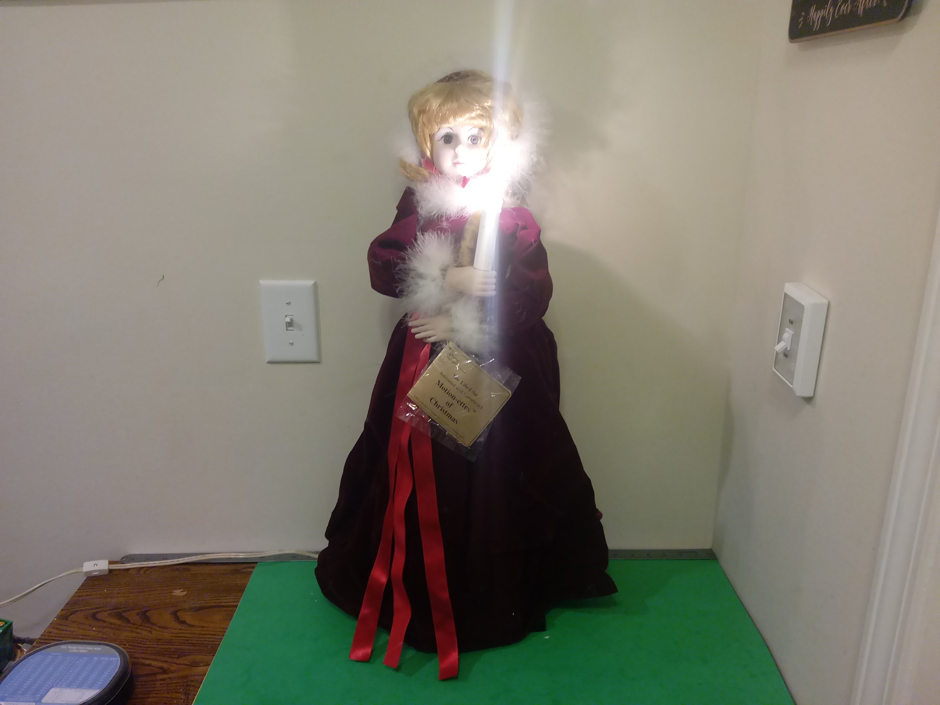 Vintage Motionettes Christmas Doll 28 Tall, made by Telco Creations, 1987