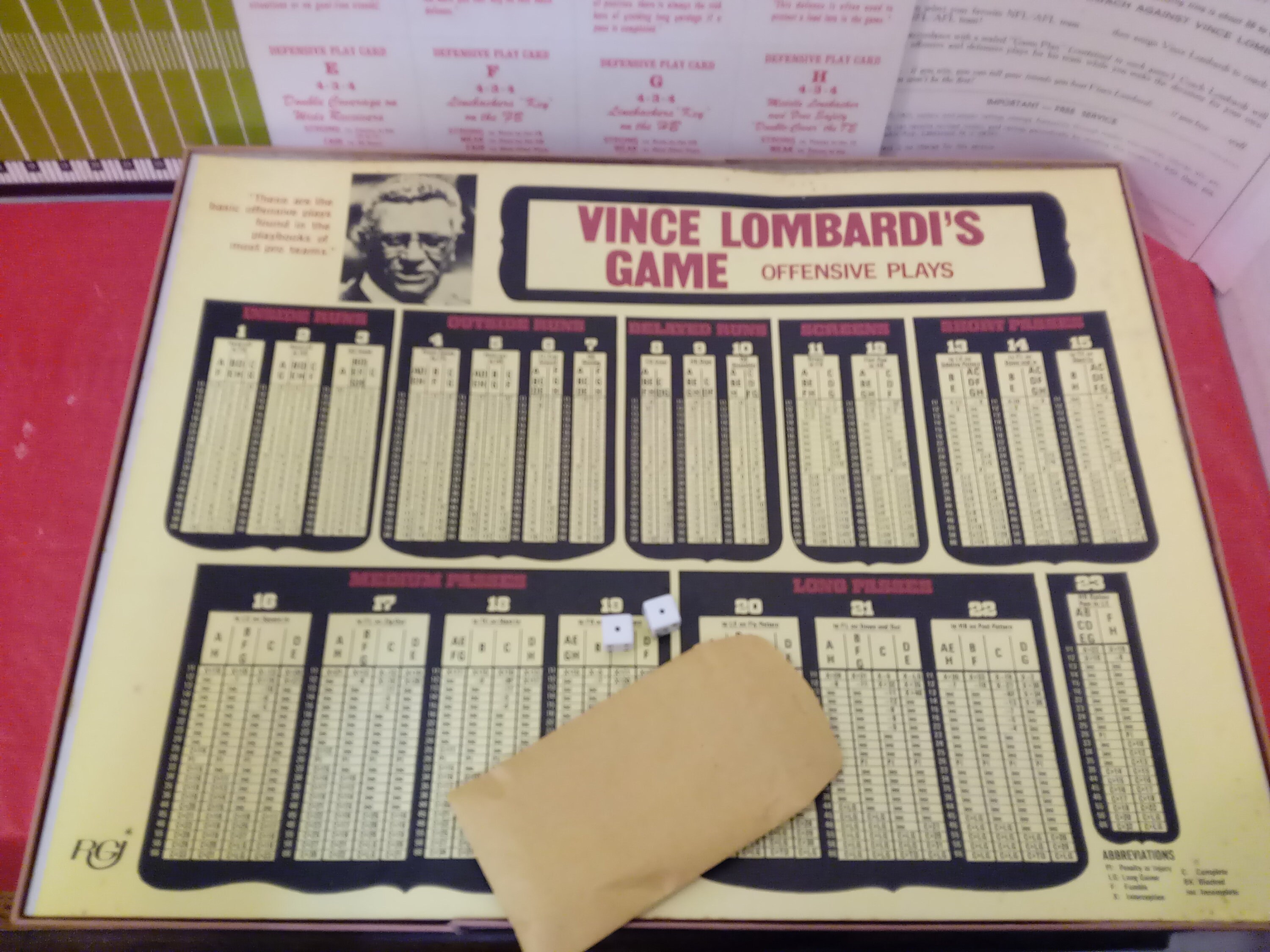 Vintage Board Game, Vince Lombardi's Game, Football Game, 1970#