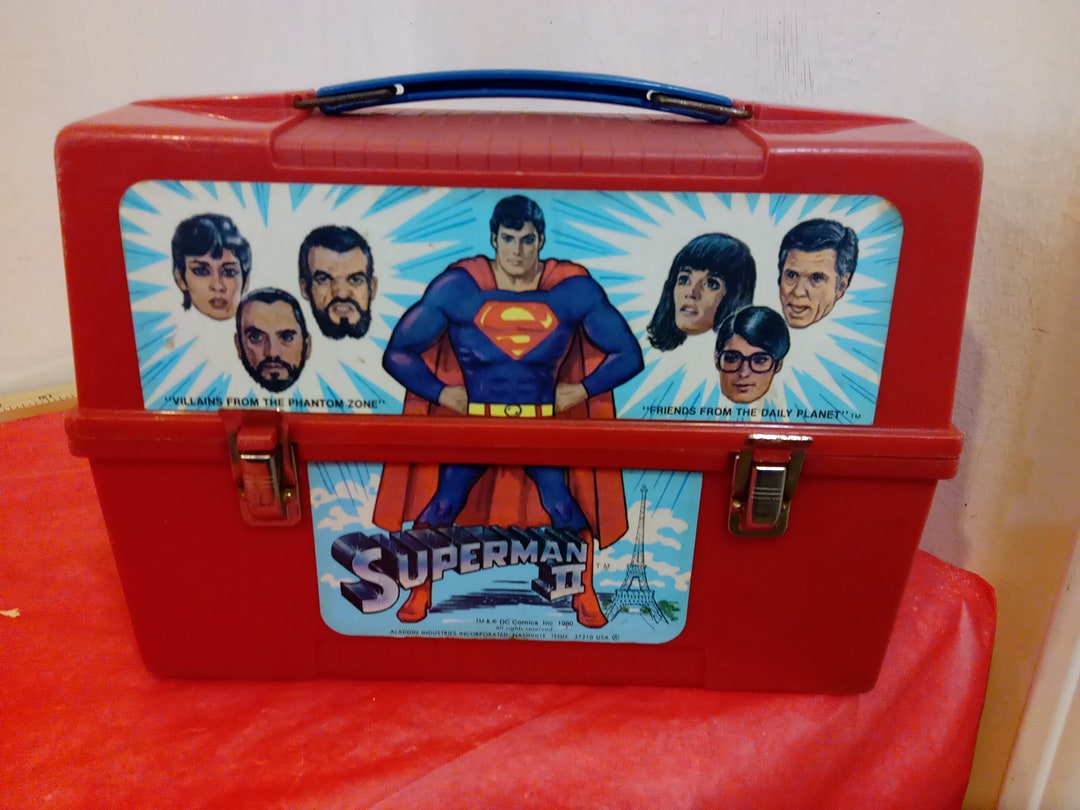 Vintage Plastic Lunchbox, DC Comics Superman II Movie Lunchbox, Large ...