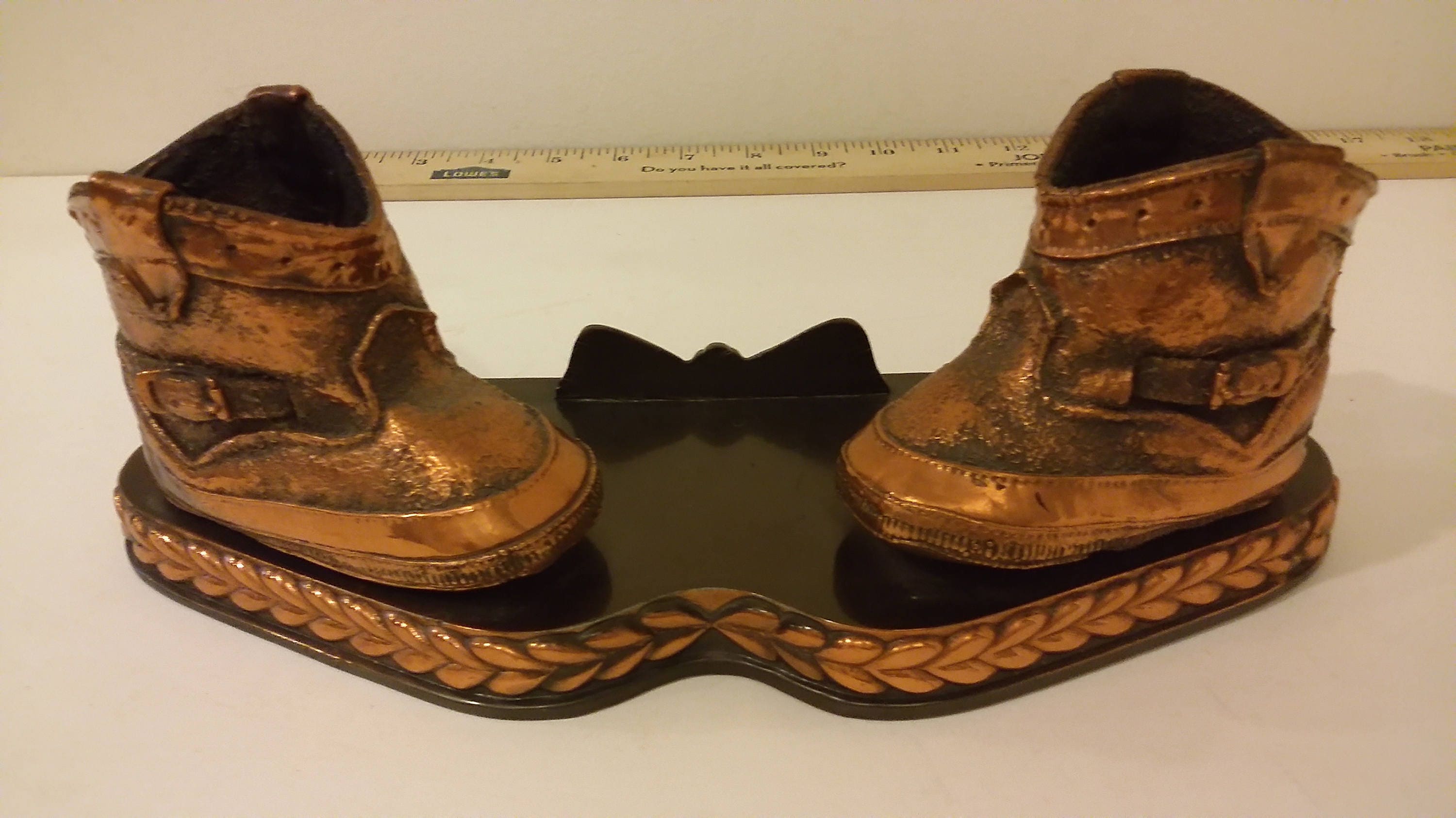 Vintage Bronzed Baby Boots, 1960's or 1970's