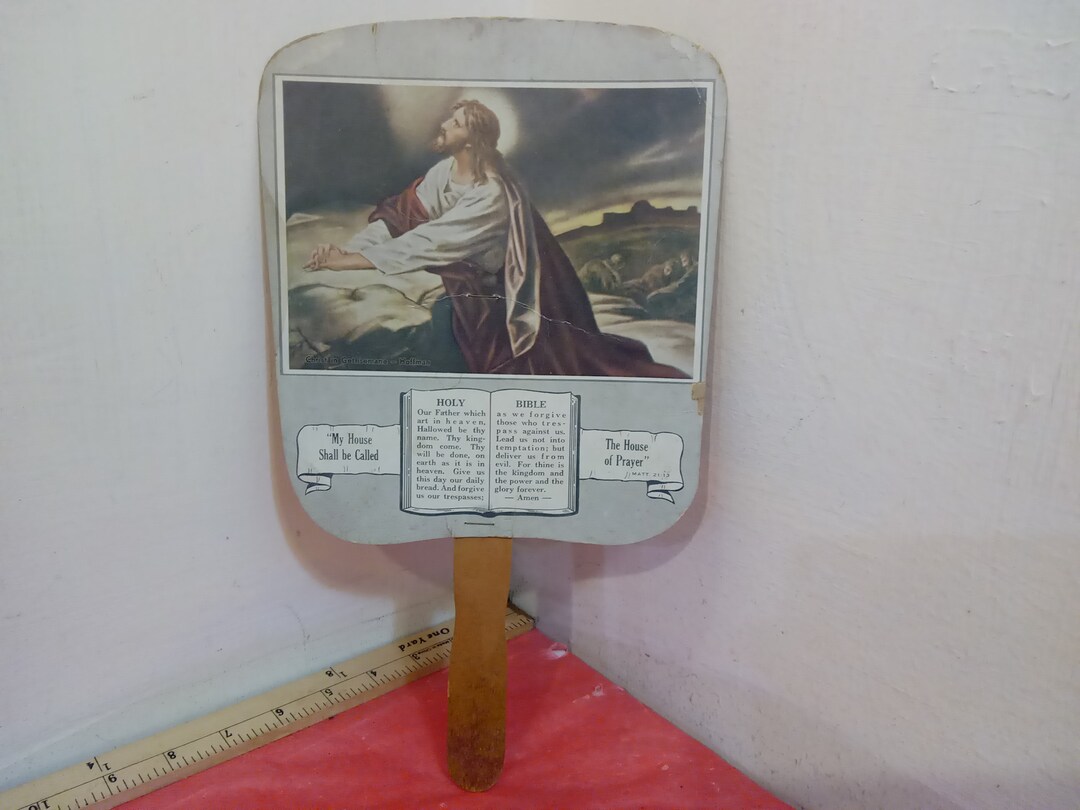 Vintage Hand Fans, Religious Hand Fans, the Last Supper, Praying Jesus ...