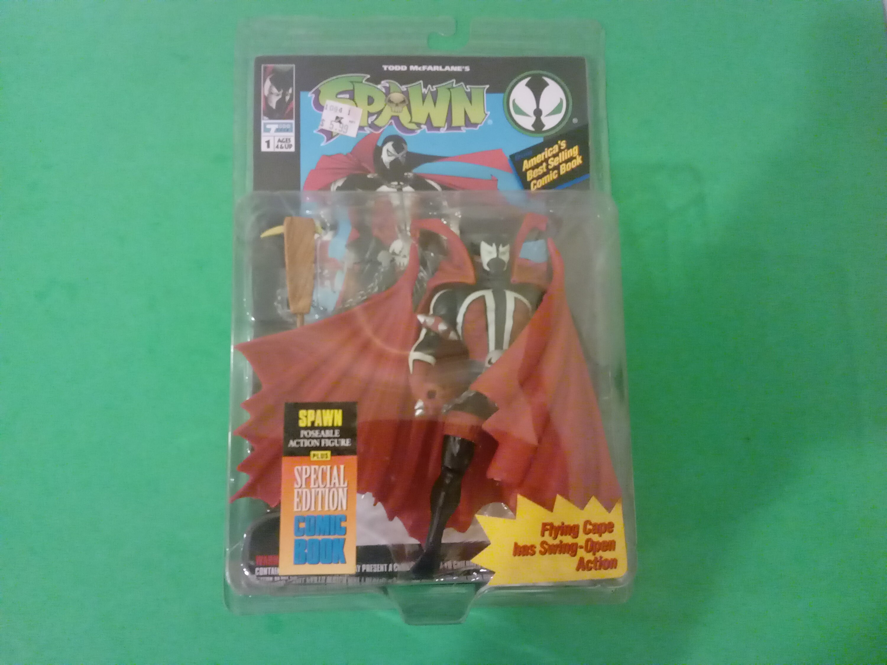Vintage Spawn with Flying Cape Action Figure with #1 Comic by Todd Toys ...