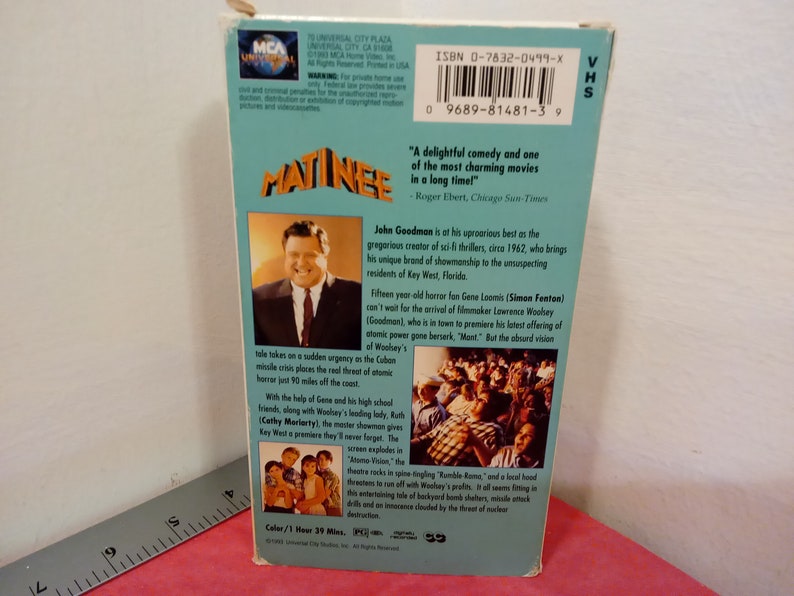 Vintage VHS Movie Tape Matinee John Goodman 1993 - Etsy