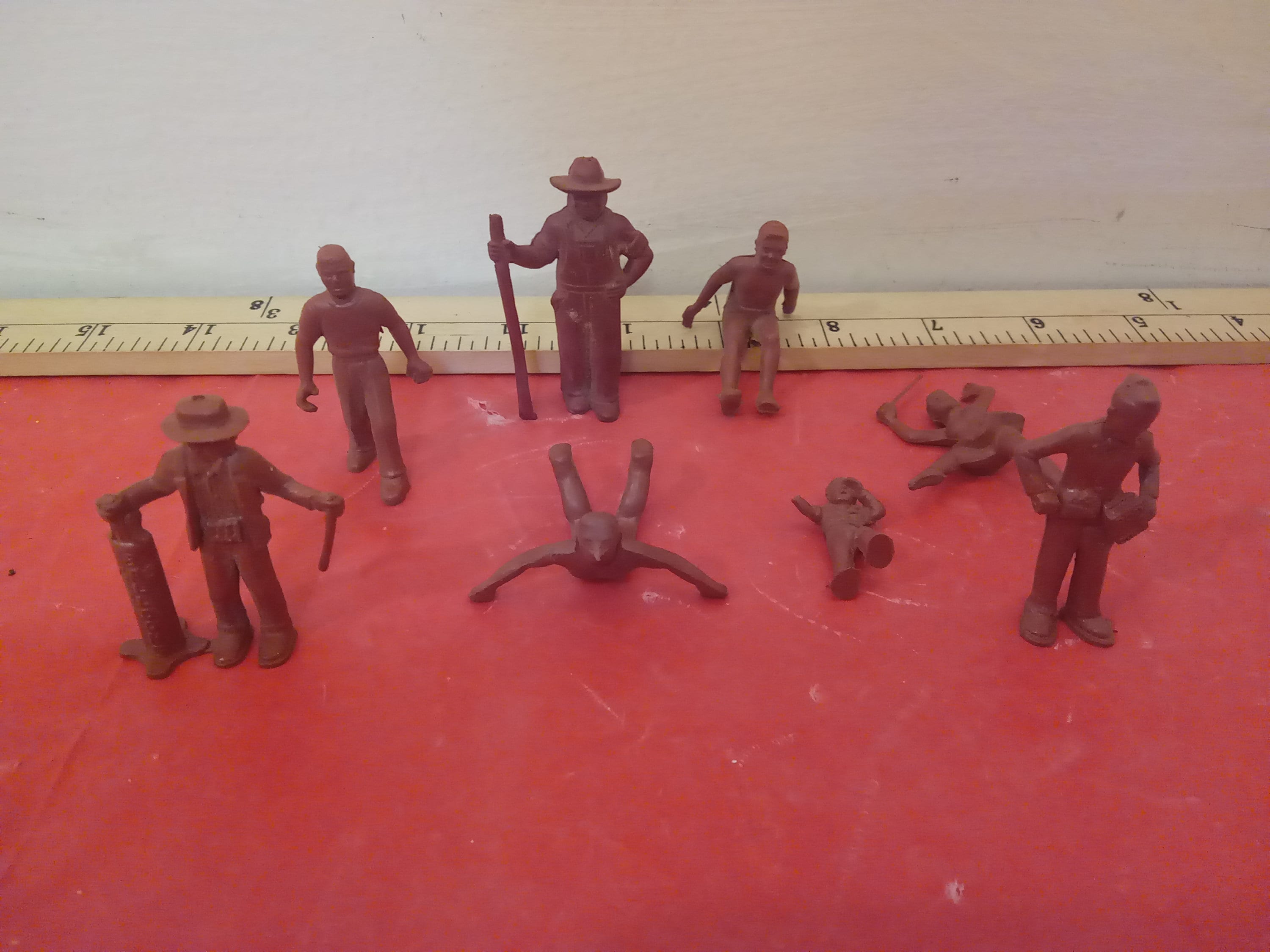 Vintage Plastic Toy People, Farmer, Dancer, Skydiver and Others, 1970's#
