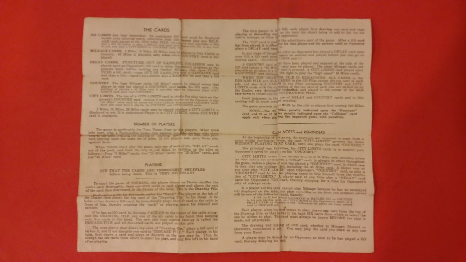 Vintage Parker Brothers TOURING Card Game Complete w Instruction Sheet ...