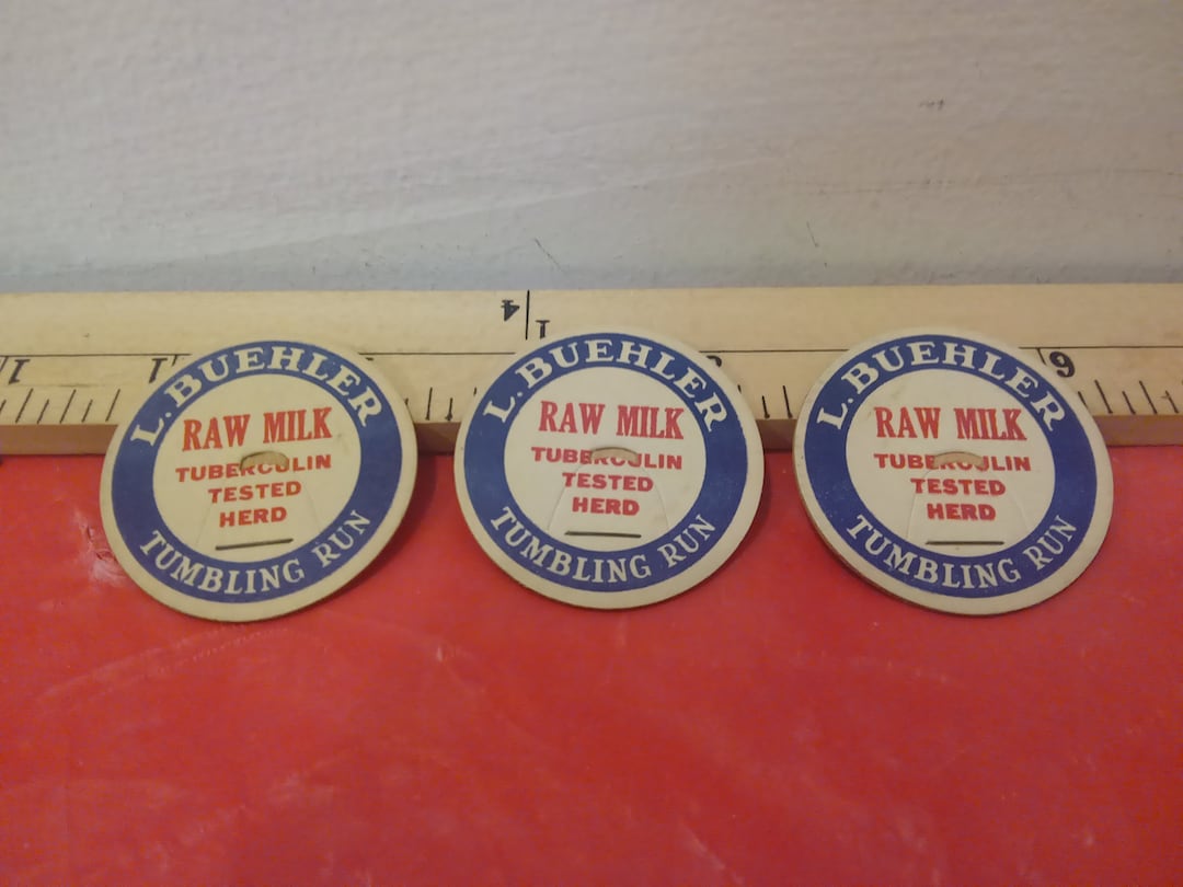 Vintage Milk Cap Lids, Paper Milk Cap Lids for Raw Milk, L. Buehler ...