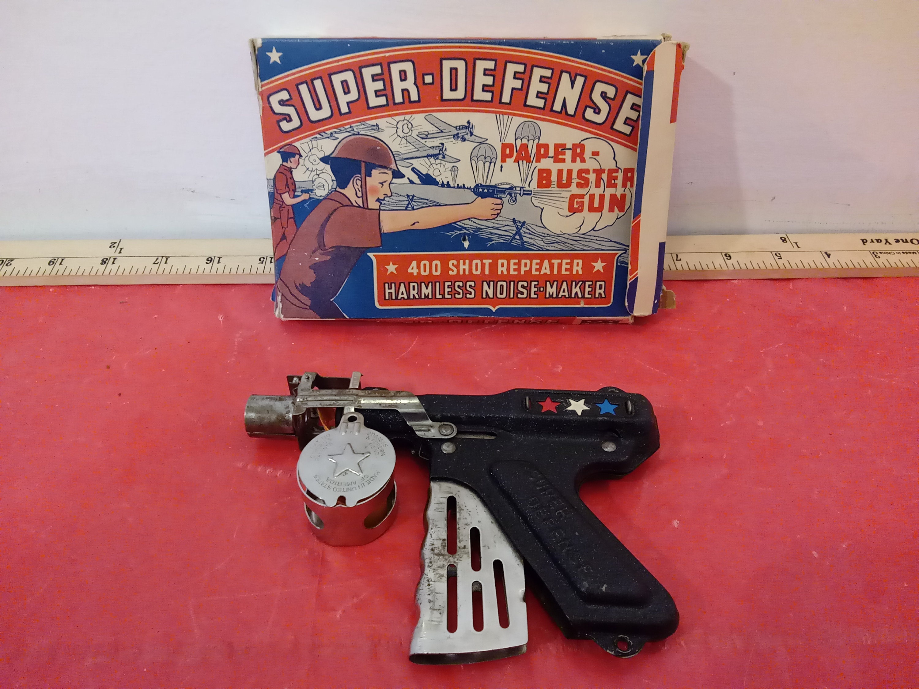 Vintage Toy Paper Buster Gun, Super-Defense Harmless Noise Maker made ...