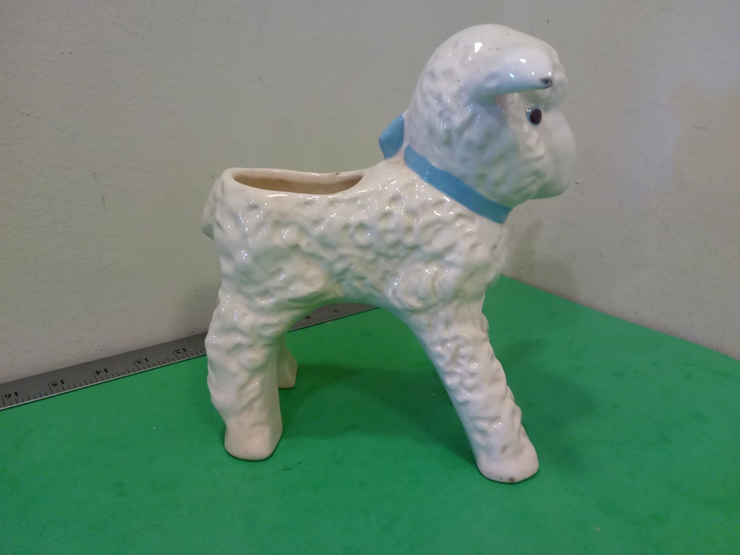 Vintage Ceramic Lamb Planter - Etsy