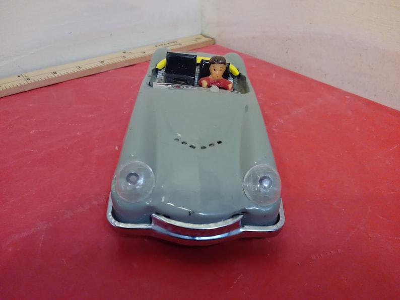 Vintage Tin Toy Car Grey Racing Tin Car With 5 on Side Made - Etsy