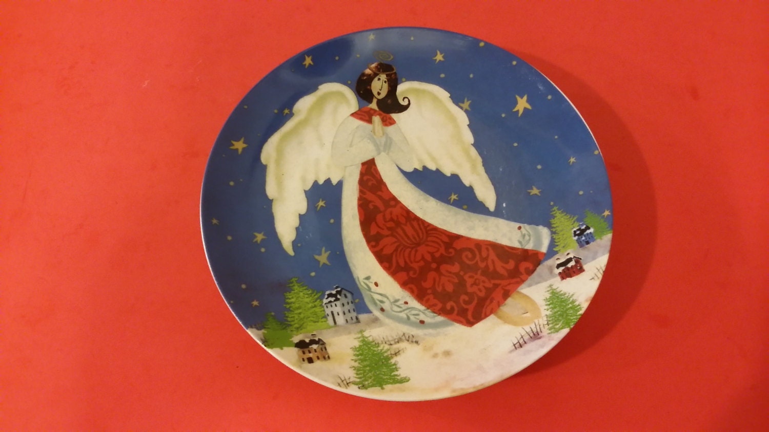 Vintage Angel Plates Christmas Plates 8 inches Dessert or Salad Plates