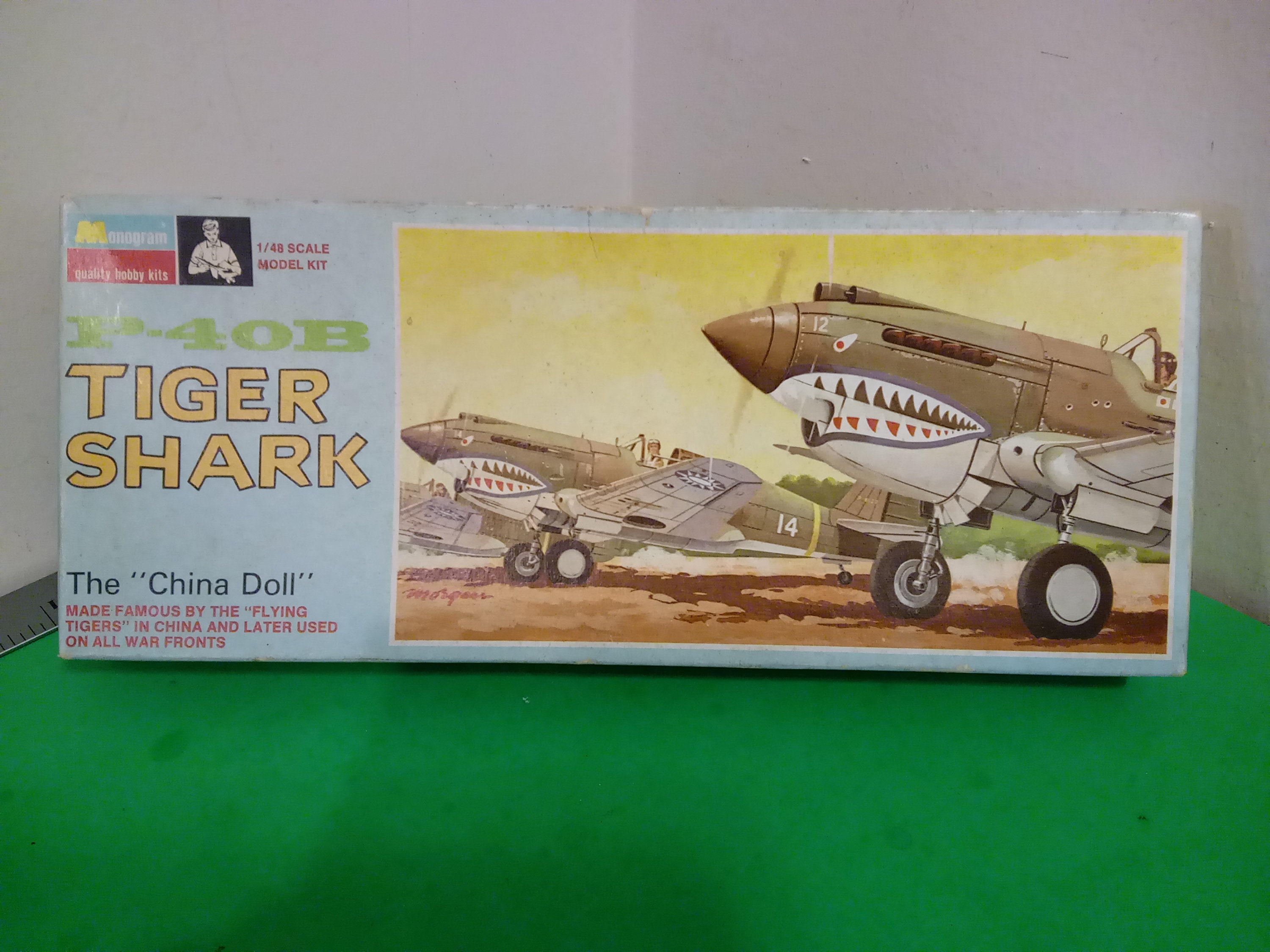 Vintage Monogram P-40B Tiger Shark 1/48 Model Airplane Kit, 1960's#