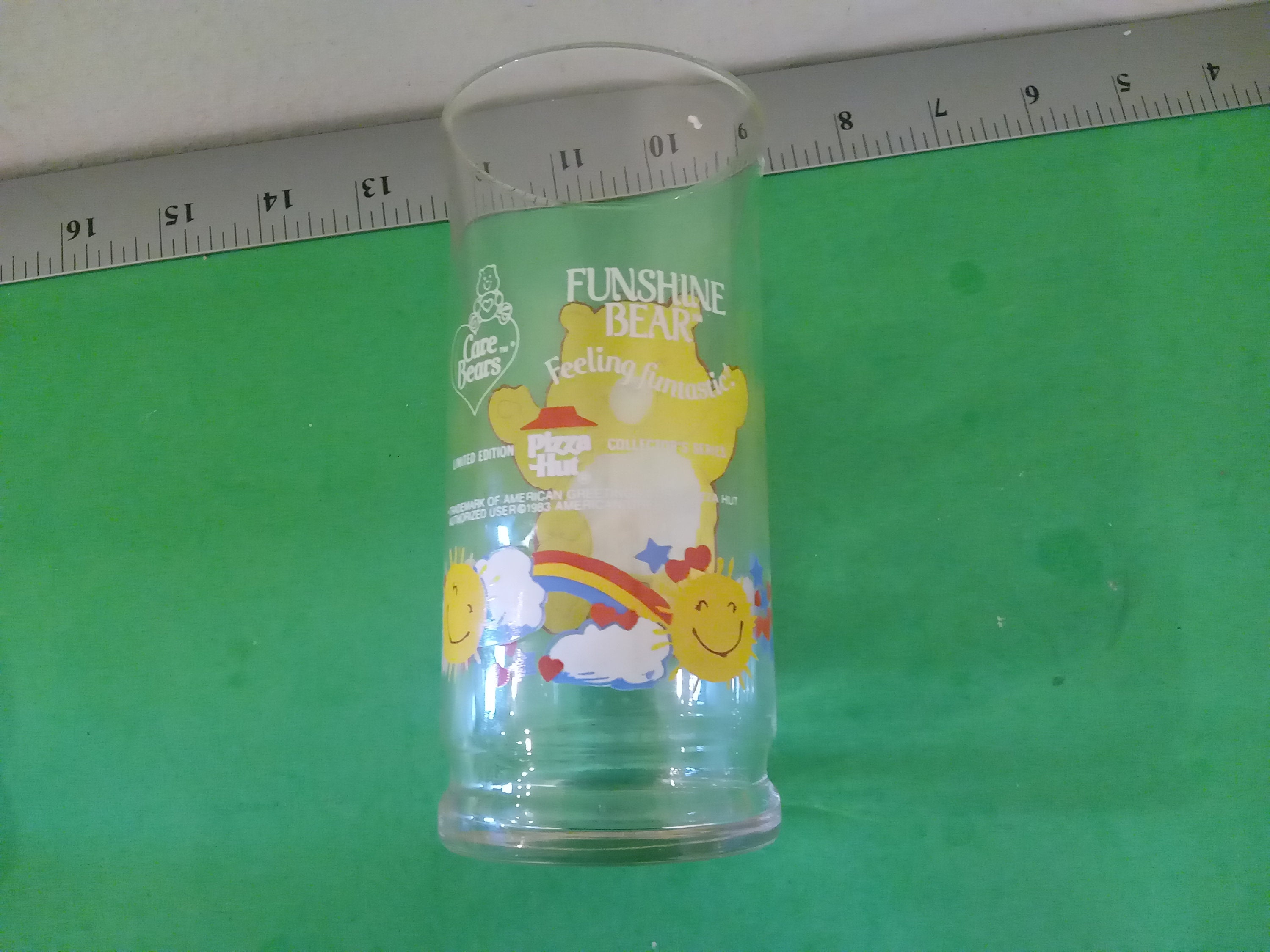 Vintage Care Bear Glass Funshine Bear And Cheer Bear 1983
