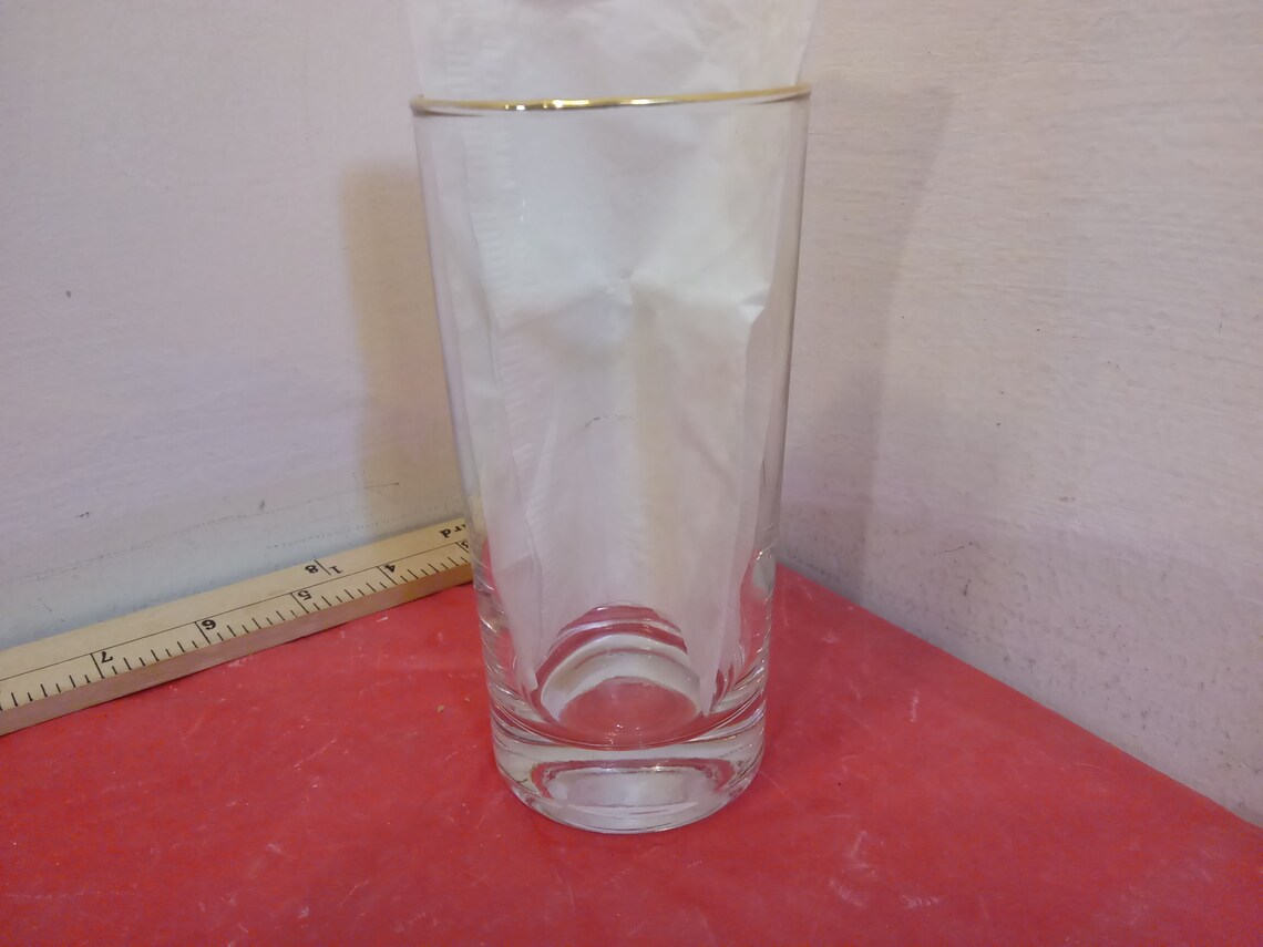 Vintage Drinking Glass, Gold Wheat Pattern With Gold Rim Drinking Glass ...