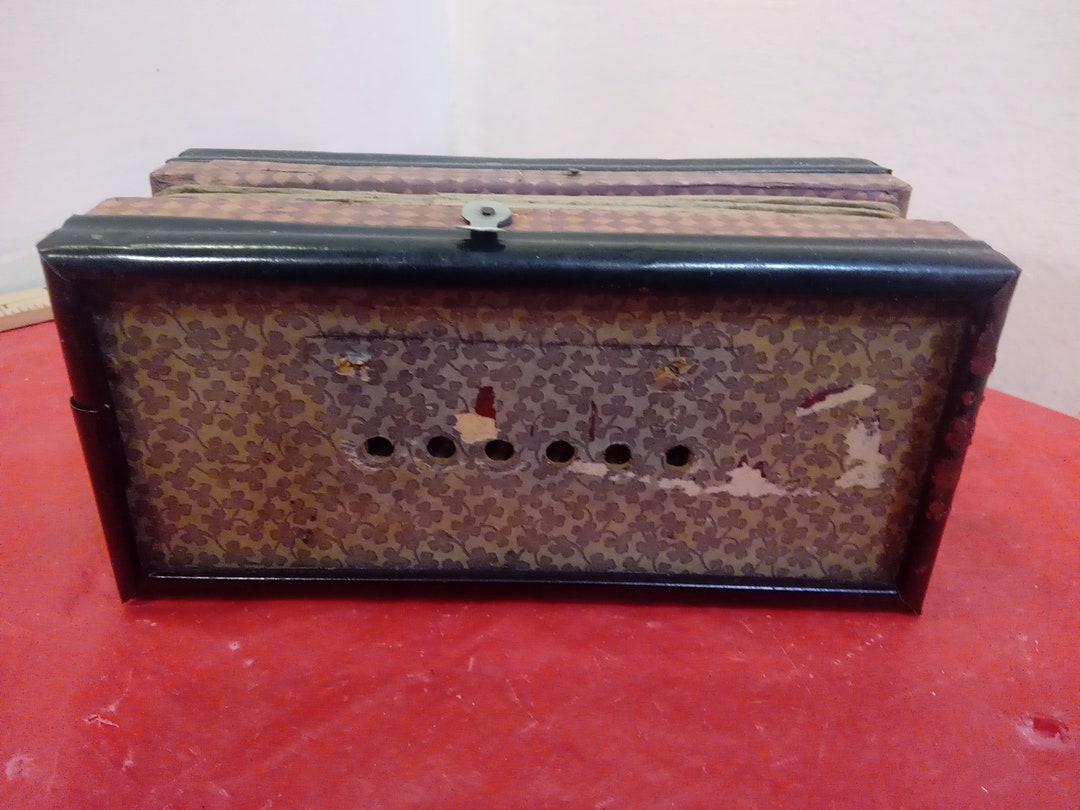Vintage Squeeze Box Accordion, Rectangle Shape With Design on Both ...