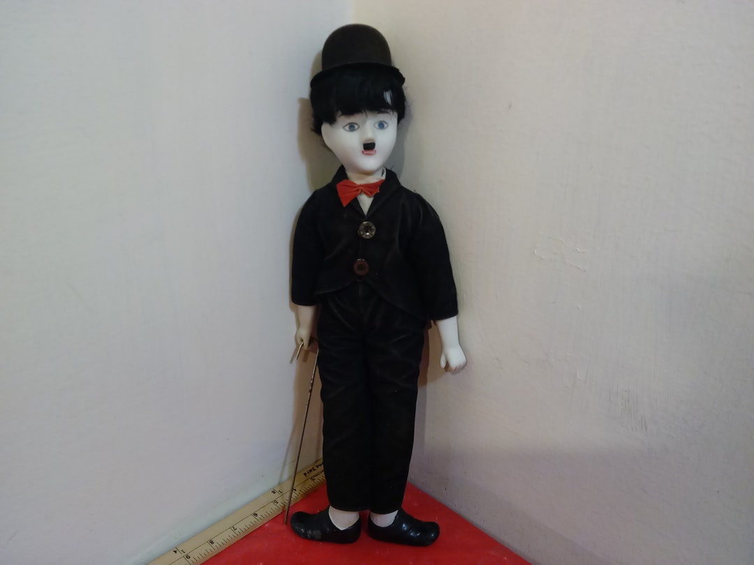 Vintage Porcelain Doll, Charlie Chaplin Porcelain Doll With Metal Cane ...