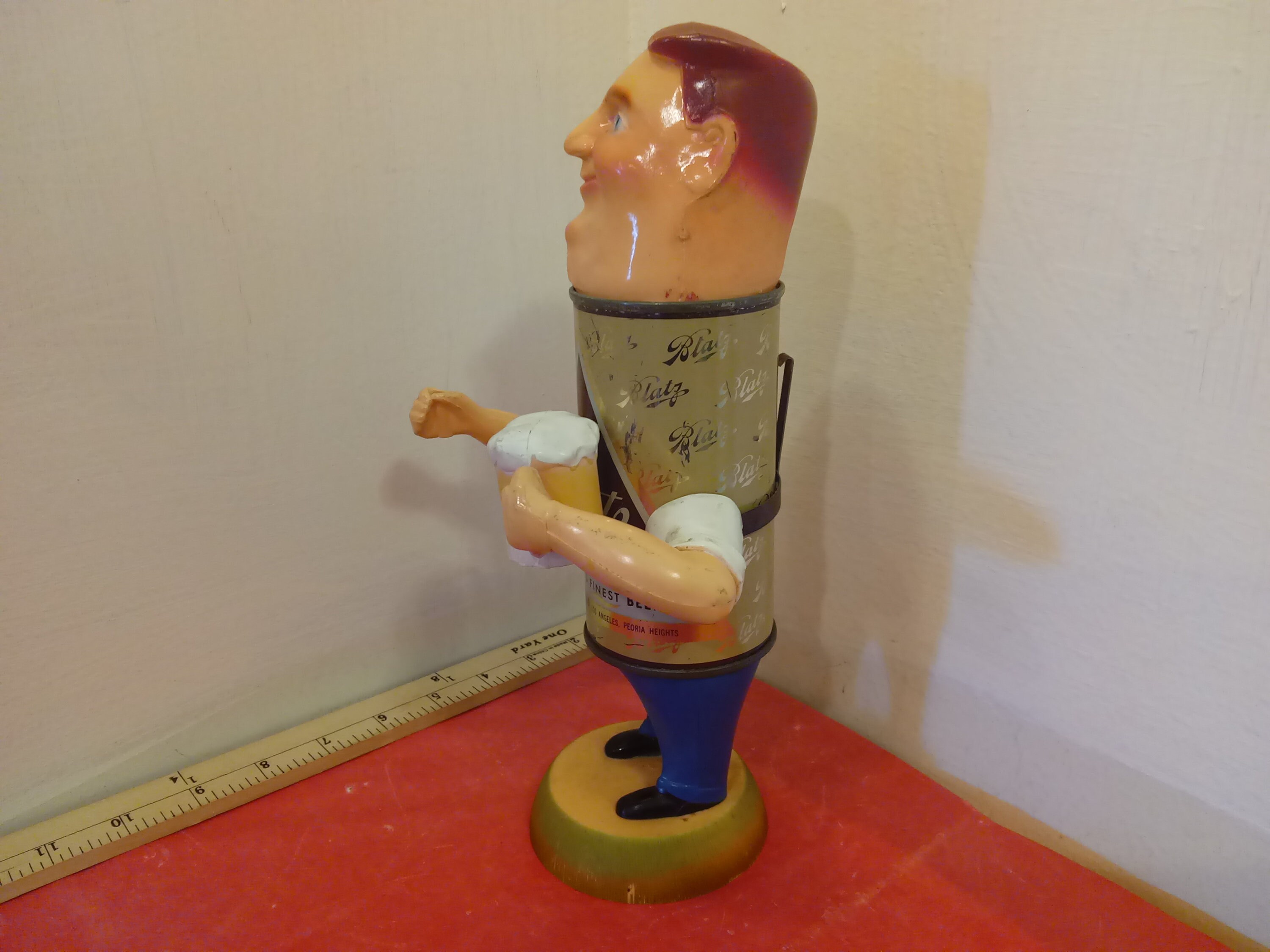 Vintage Blatz Beer Can Man Figure, Advertising Figurine, Milwaukee's ...