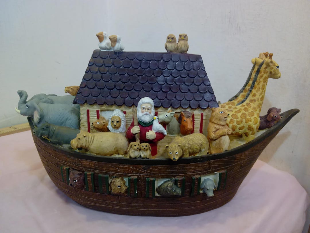 Vintage Noah's Ark Figurines, Noah's Ark Figurine, Lighted Figurine ...
