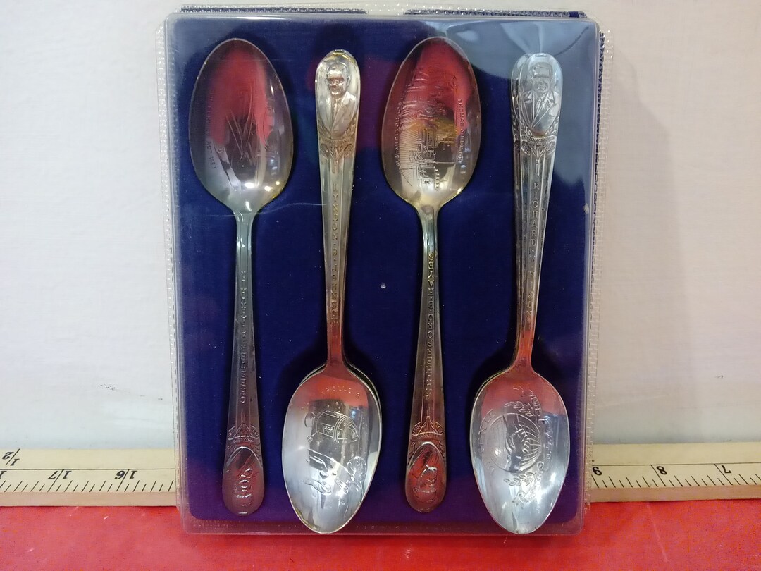 Vintage Bicentennial WM Rogers Silver Platted President Spoons, Chester ...
