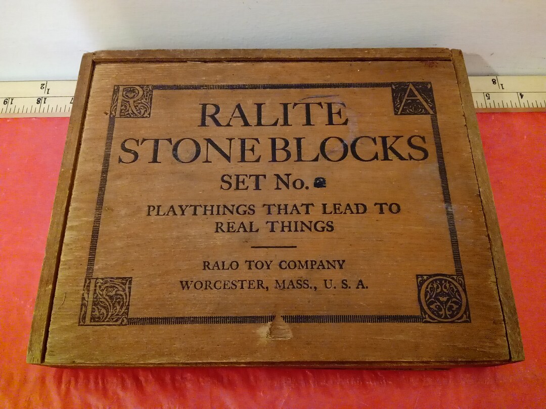 Antique Stone Building Block Toy, Ralite Stone Blocks Set No. 2 by Ralo ...