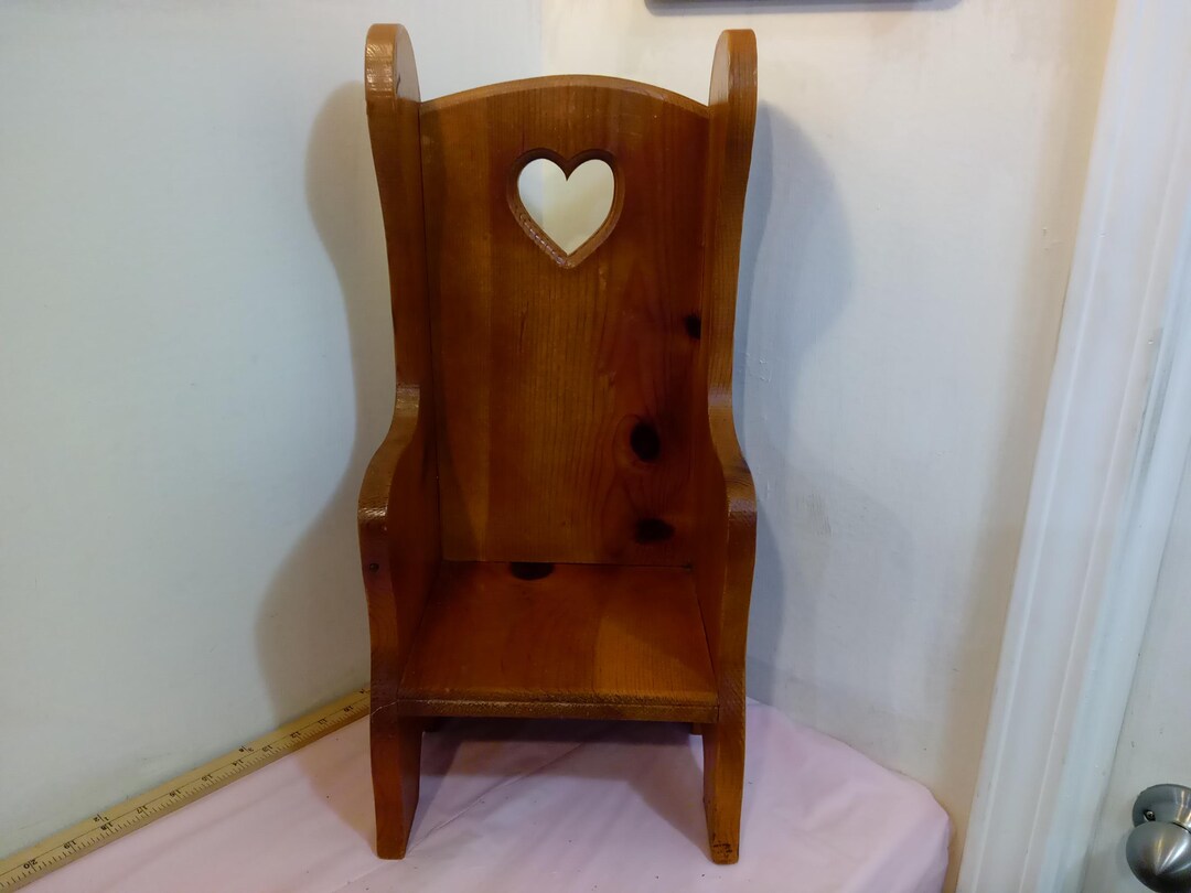 Vintage Doll Chair, Wooden Doll Chair, Large With Tall Back and Heart ...