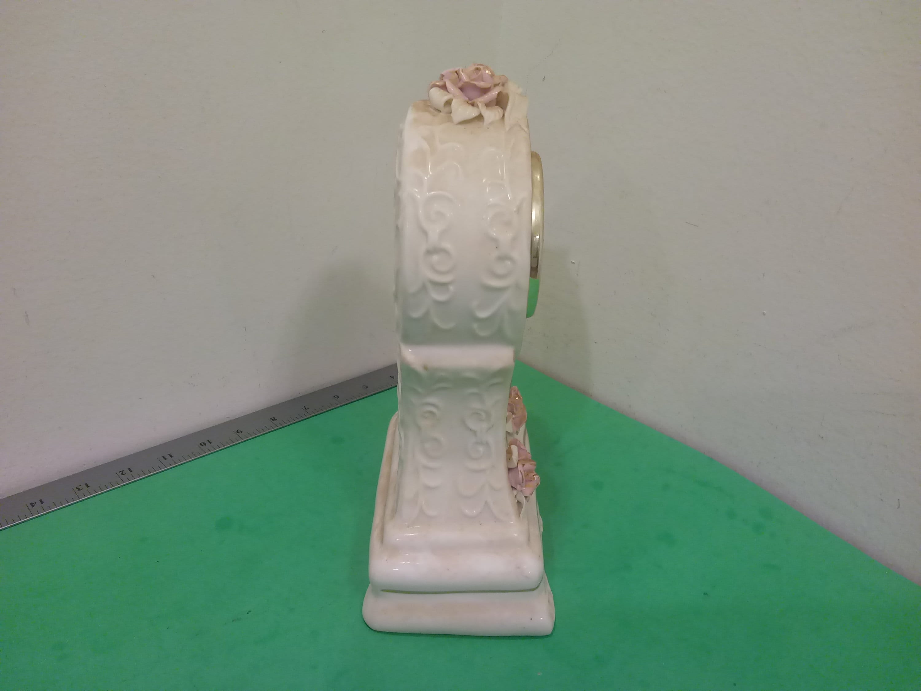 Vintage Porcelain Clock with Flowers, 1980's