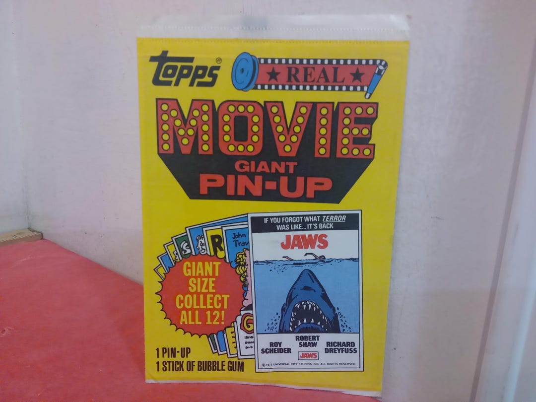 Vintage Movie Poster, Topps Real Movie Giant Pin-up Posters, Jaws ...