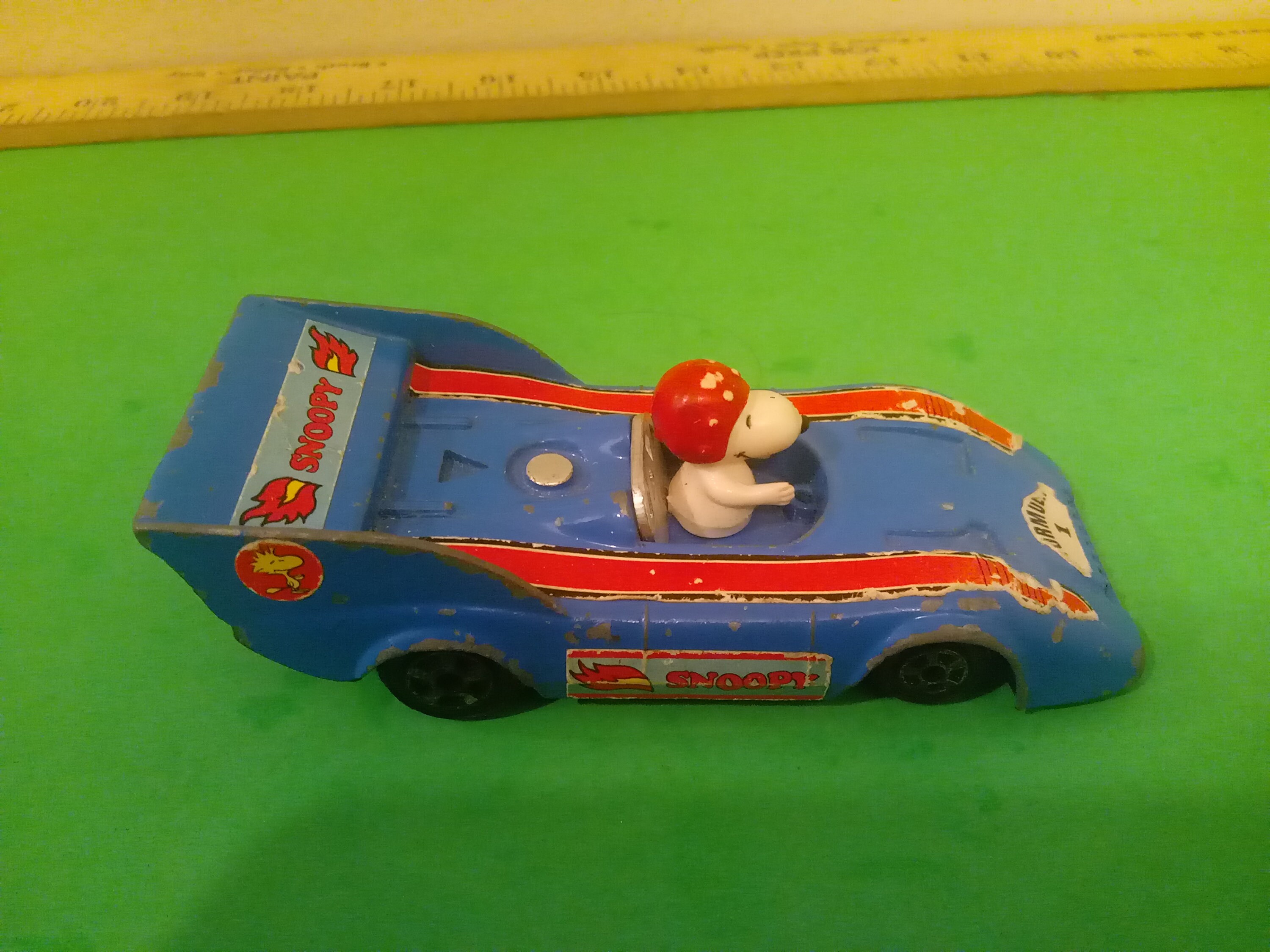 Vintage Rare Snoopy Racer Blue Race Car by Aviva, Snoopy Die Cast Metal ...