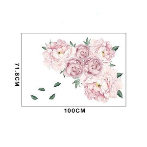 Large Peony Wall Decal,peony Wall Decal, Pink Peony Wall Decor, Pink ...