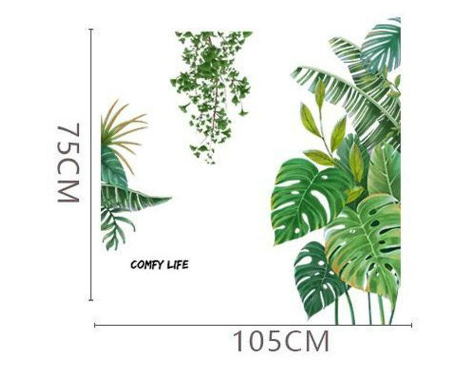 Green Leaf Wall Sticker Bedroom Self Stick Fresh Plant Wall Etsy