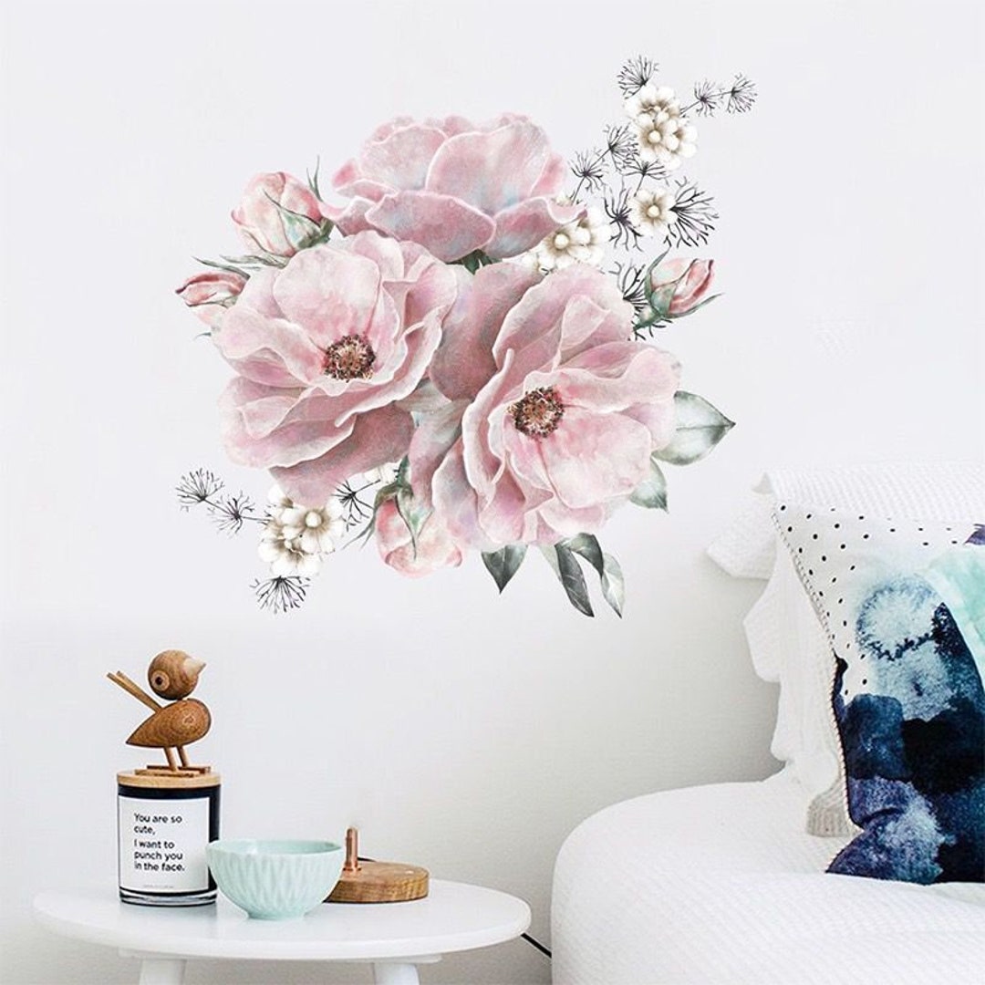 Large Peony Wall Decalpeony Wall Decal Pink Peony Wall - Etsy