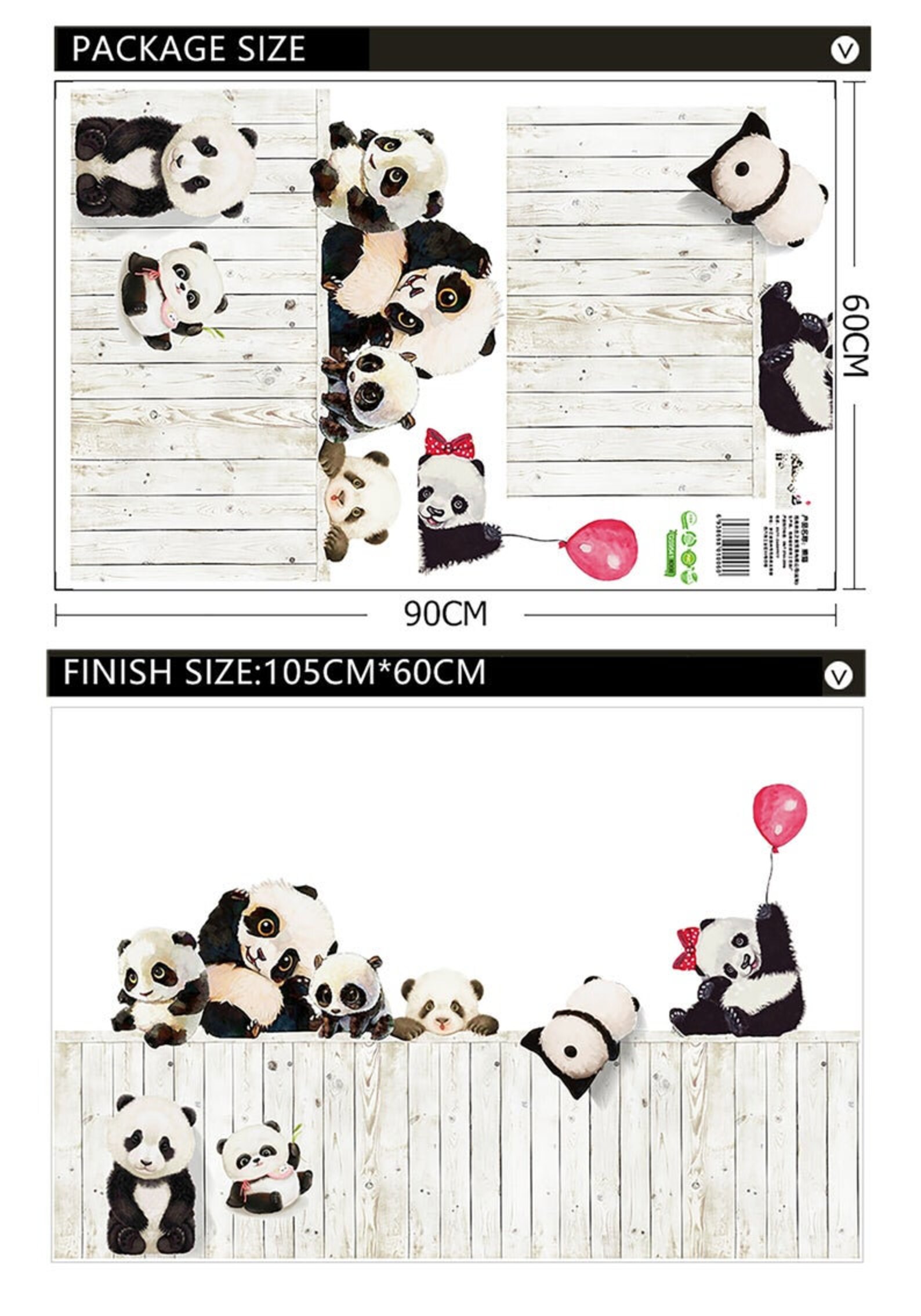 Cute Giant Panda Wall Stickerpanda Decalanimal Wall Stickers - Etsy
