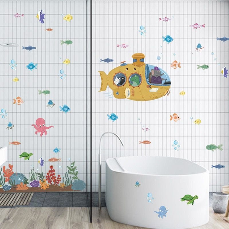 Underwater world wall stickerssubmarine decalshappy fish | Etsy