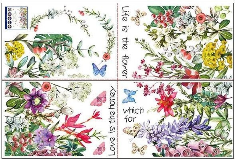 Plant Flowers Fresh Flower Wall Sticker Color Flower Wall | Etsy
