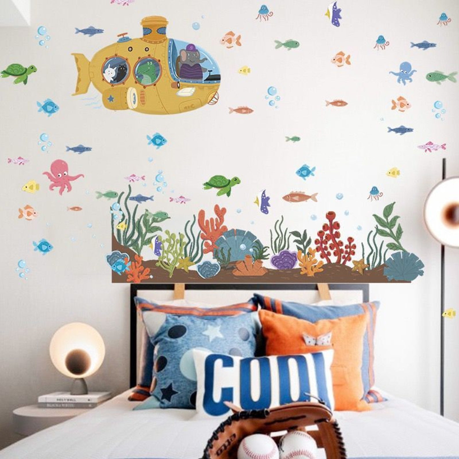 Underwater world wall stickerssubmarine decalshappy fish | Etsy