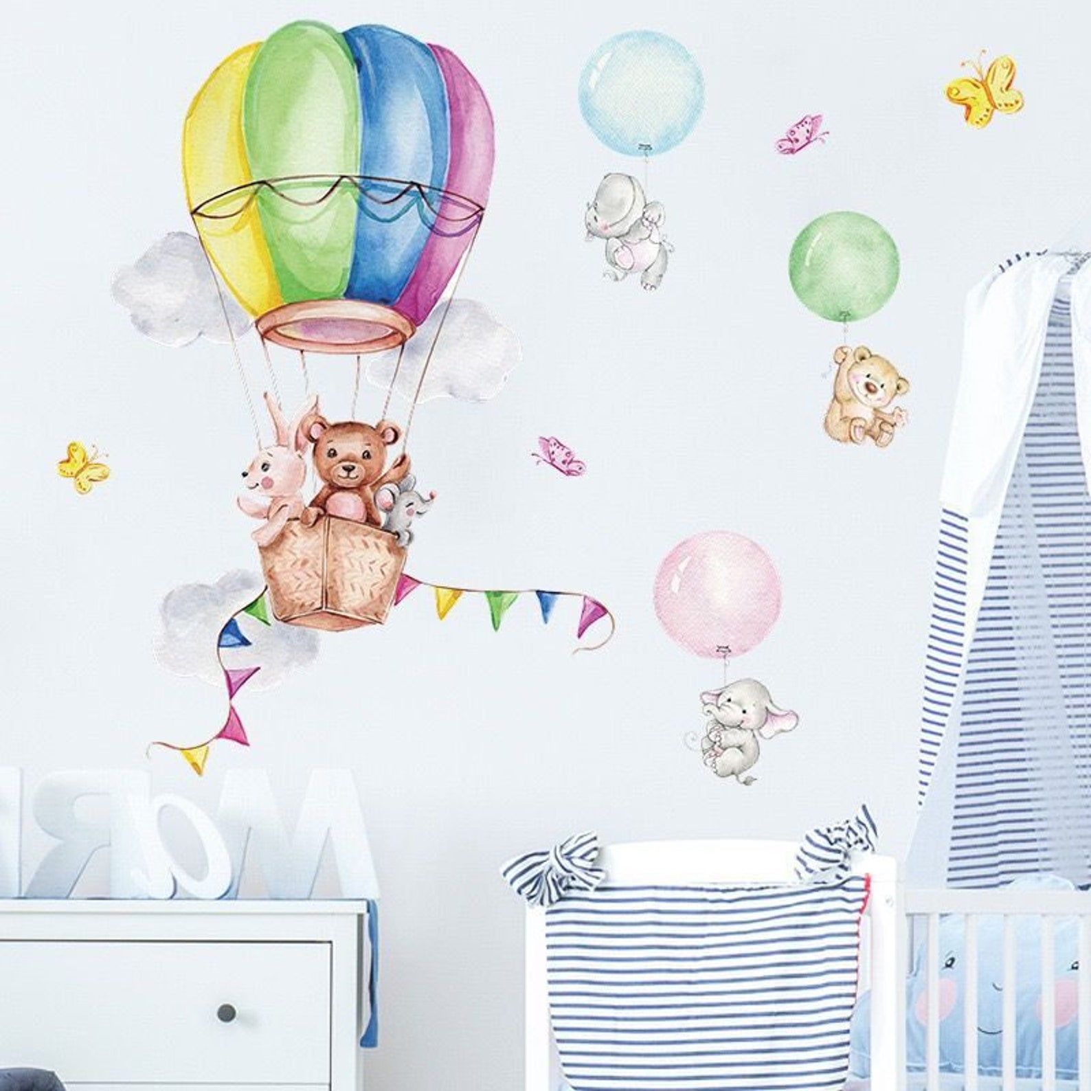 Colorful Hot Air Balloon Decals Hot Air Balloon Animal Wall - Etsy