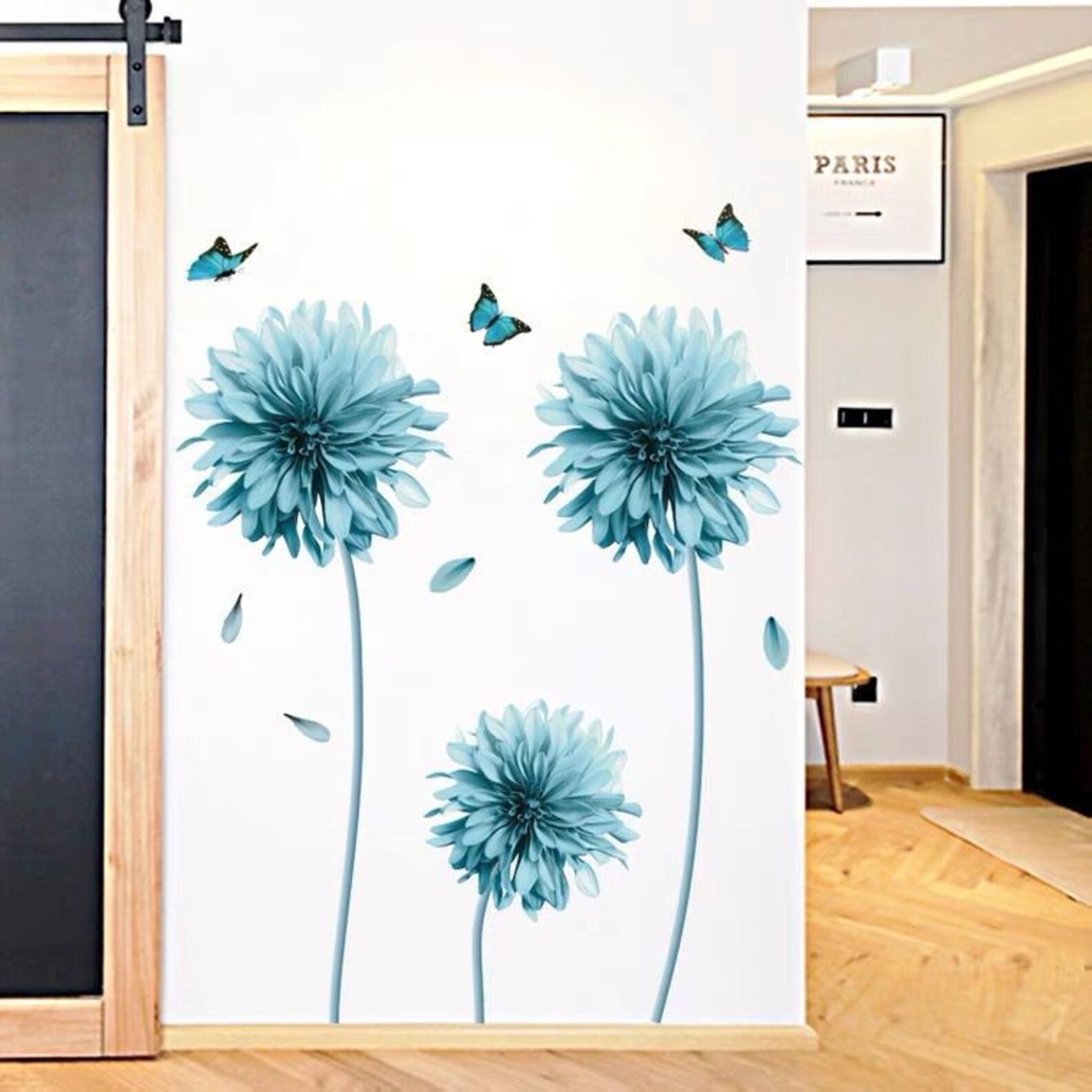 Elegant Blue Flower Wall Sticker Chrysanthemum Sticker Flower - Etsy