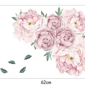 Large Peony Wall Decal,peony Wall Decal, Pink Peony Wall Decor, Pink ...