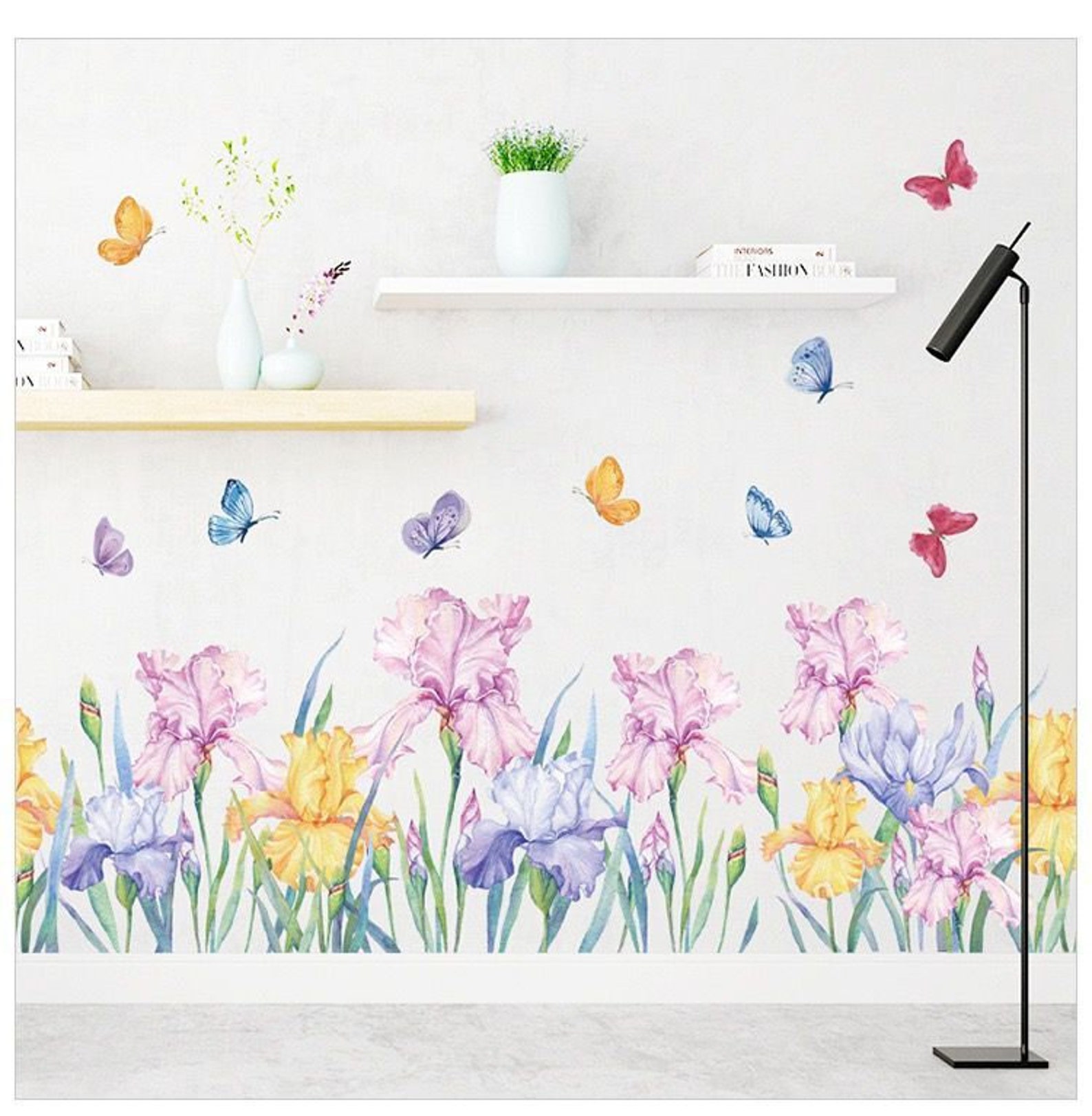 Wall Stickers Plant Flowers Fresh Flower Wall Sticker Line - Etsy
