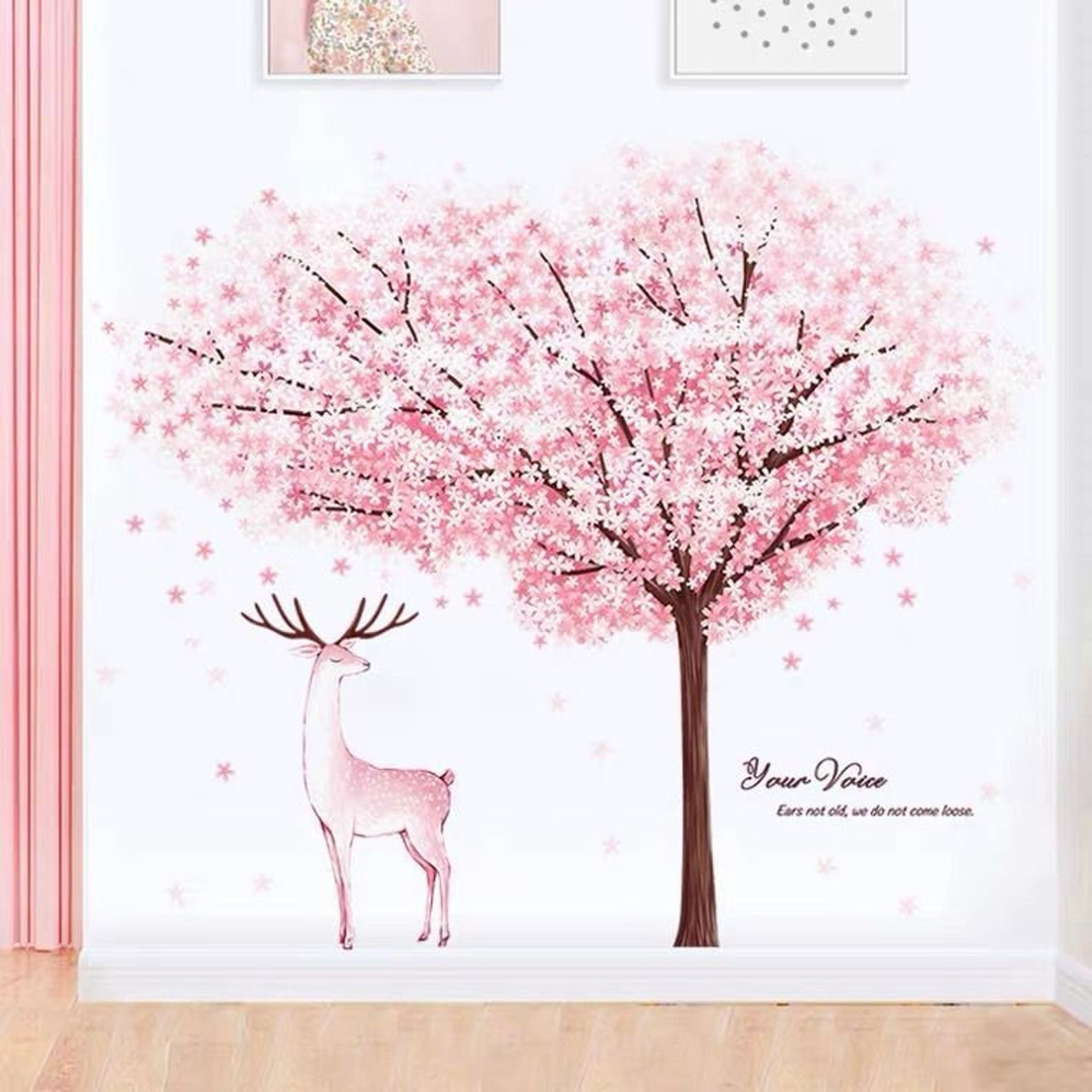 Cherry Tree Wall Stickers and Deer Decals Flower Wall - Etsy