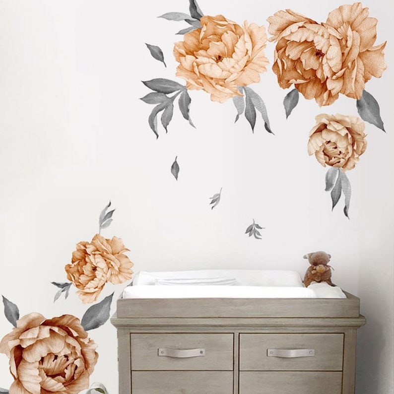 Large Peony Wall Decalpeony Wall Decal Blue Peony Wall | Etsy