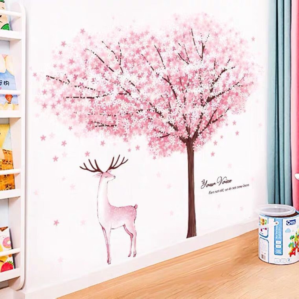 Cherry Tree Wall Stickers and Deer Decals Flower Wall - Etsy