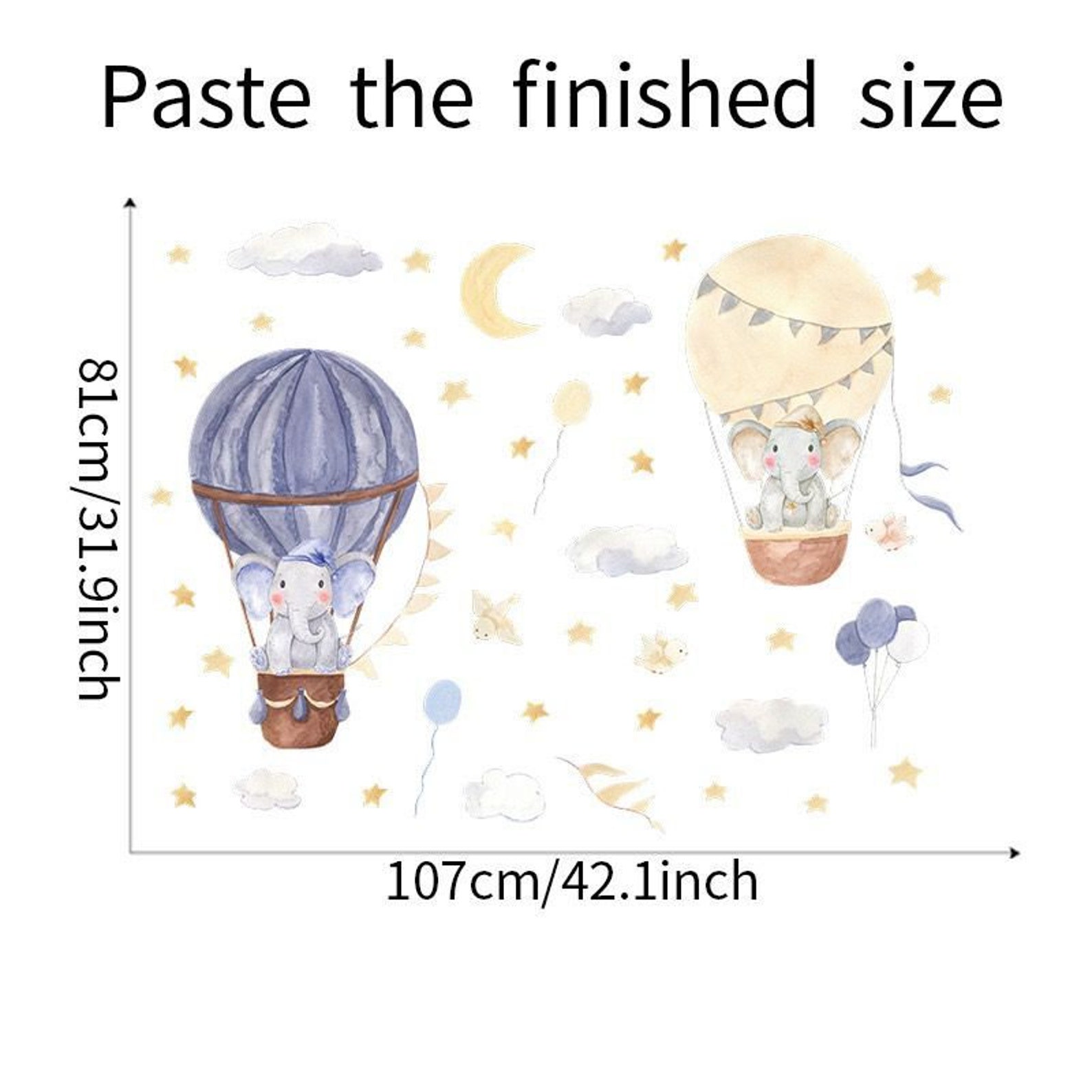 Colorful Hot Air Balloon Decals Hot Air Balloon Animal Wall - Etsy