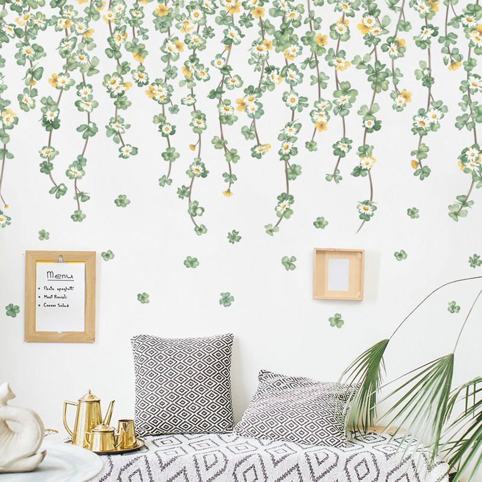 Romantic Hanging Flowers Leaf Vine Wall Stickersliving Room | Etsy