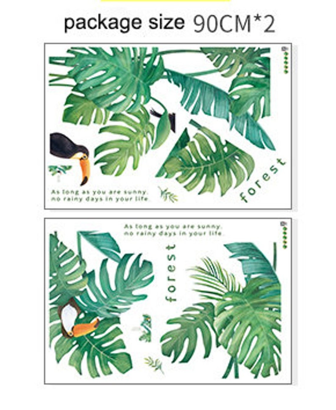 Tropical Green Monstera Leaf Wall Sticker Living Room Home - Etsy