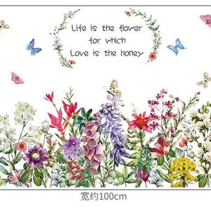 Plant Flowers Fresh Flower Wall Sticker Color Flower Wall Decals Door ...